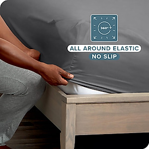 Bare Home 2-Pack Fitted Bottom Sheets Full - Premium 1800 Ultra-Soft Wrinkle Resistant Microfiber - Deep Pocket (Full, Grey)