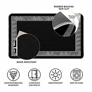 ALAGEO Doormat Geometric Greek Key Design Welcome Mat Entrance Floor Mat Black Door Mar Indoor Outdoor Entrance Floor Mat Non Slip Rubber Mat 24 x 36 inch