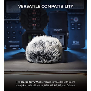 Blucoil Outdoor Microphone Furry Windscreen Muff - Mic Fur Cover Compatible with Zoom H1N, H2N, H5, H6, H8, and Q2N-4K Audio/Video Recorders