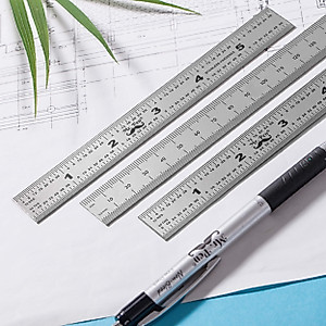 Mr. Pen- Machinist Ruler, Ruler 6 inch, 3 Pack, mm Ruler, Metric Ruler, Millimeter Ruler, (1/64, 1/32, mm and .5 mm), Metal Ruler 6 inch, Precision Ruler, 6 inch Ruler, Stainless Steel Ruler, Rulers