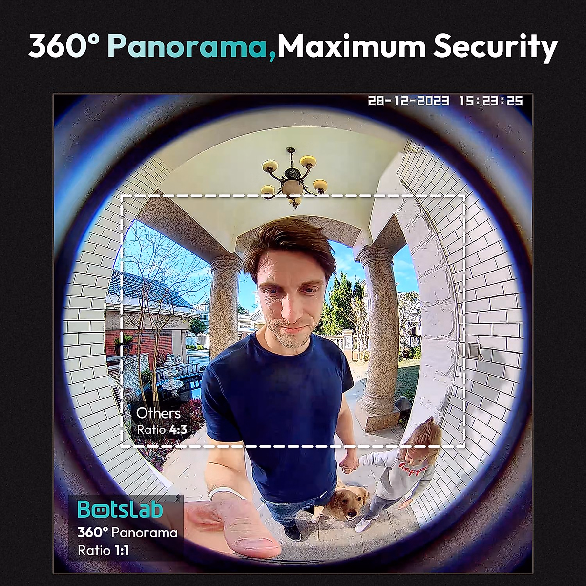 BOTSLAB Video Doorbell Camera,No Monthly Fee,5MP Wireless Doorbell Camera,Head-to-Toe&180° View,Battery Powered,AI&PIR Detection,VR Mode,HDR,2-Way Talk,2.4&5GHz WiFi,Easy to Install