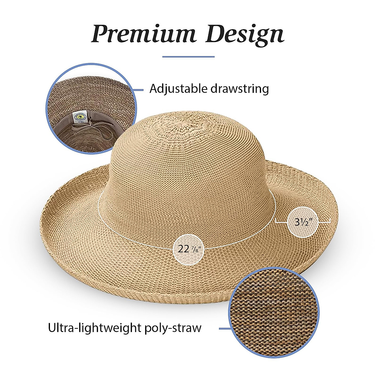 Wallaroo Women’s Victoria Sun Hat (Hydrangea) – Wide Brim, Packable, Adjustable, Breathable, Lightweight Mesh – Comfortable All Day Sun Protection for Outdoor Summer Activities and Travel Friendly