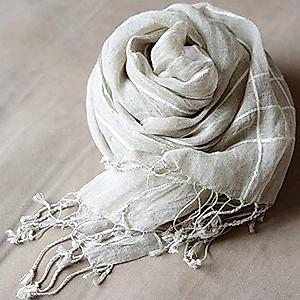 Jeelow Lightweight Cotton Scarf Scarfs For Women Shawls And Wraps Scarves For Men (Linen Stripe)