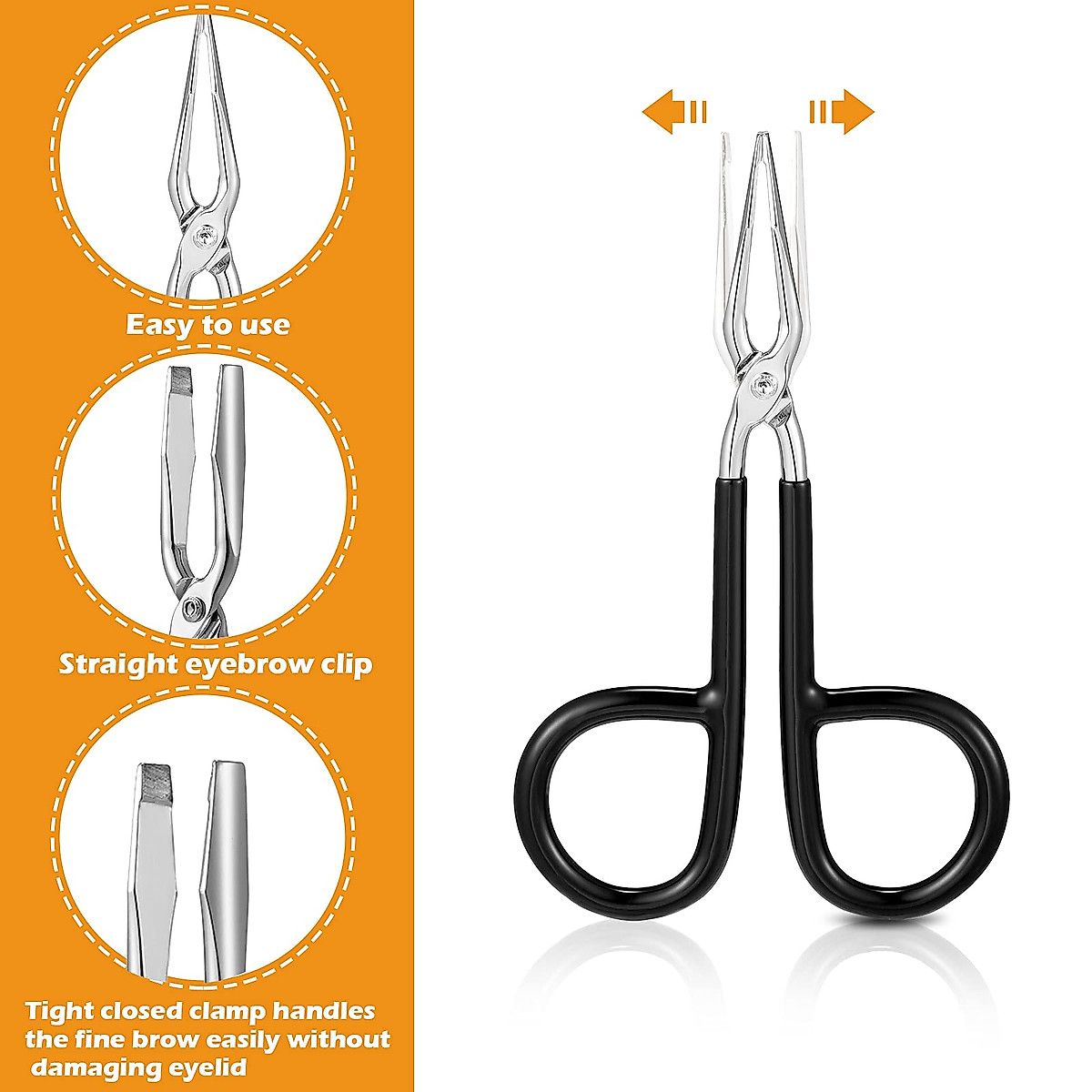 6 Pieces Tweezers Scissor Handle Straight Tip Scissor Shaped Eyebrows Tweezers for Hair Plucker Remover Facial Hair Eyebrows Care (Black)