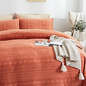 Cupocupa Velvet Duvet Cover Queen Set Grey Comforter Cover 3Pcs Ultra Soft Cover Breathable Luxury Flannel Velour Duvet Cover Zipper Closure Corner Tie Queen Terracotta