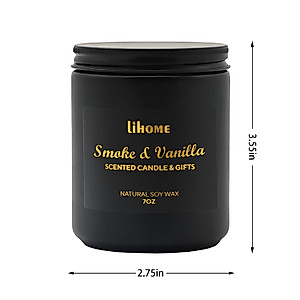 Candles for Men - Room Decor for Men, Gifts for Men, Natural Soy Wax Candles for Home Scented, Smoke Vanilla Black Candles