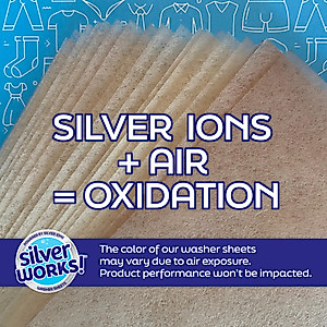 SilverWorks! Deodorizer Laundry Odor Eliminator For Clothes - Natural Silver Ion Infused Washer Sheets - Laundry Deodorizer Odor Eliminator - Lasting Laundry Odor Remover Dryer Deodorizer –24 Loads
