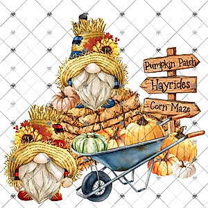 Fall Scarecrow Gnomes Sublimation Transfer, Ready to Press, Autumn, Sunflowers, Pumpkins, Gnome Sublimation Transfer, Harvest, Ready to Use (Mug x4)
