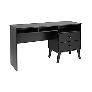 Prepac Milo Desk with Side Storage and 2 Drawers, 55", Black
