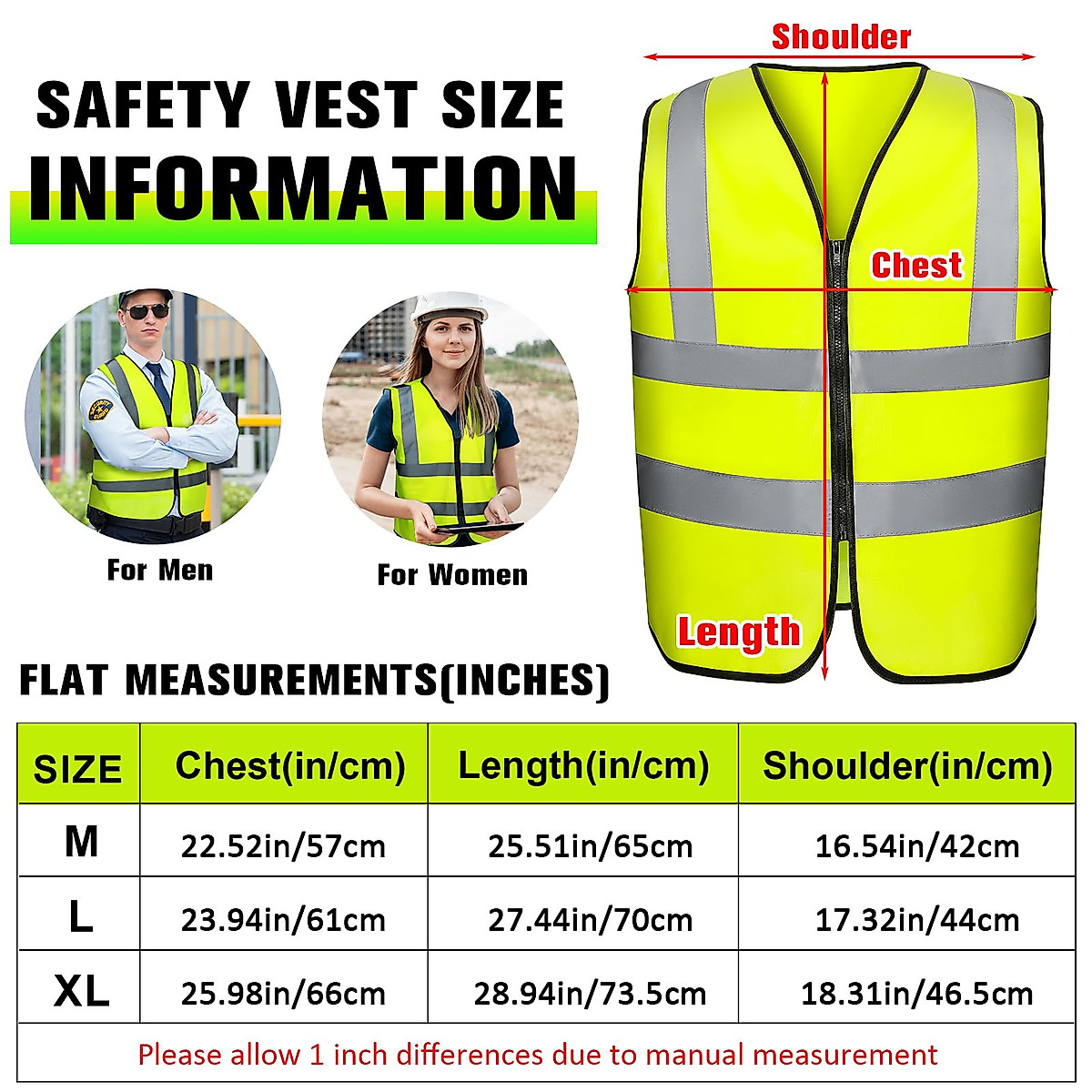 Zhanmai 10 Pcs Reflective Safety Vest Yellow High Visibility Vest Construction Work Vest for Men Women(M)