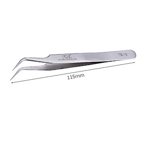 Vetus TS-15 Stainless Steel Precision Curved Tweezers for Eyelash Extension, Electronics Jewelry Hobby Craft