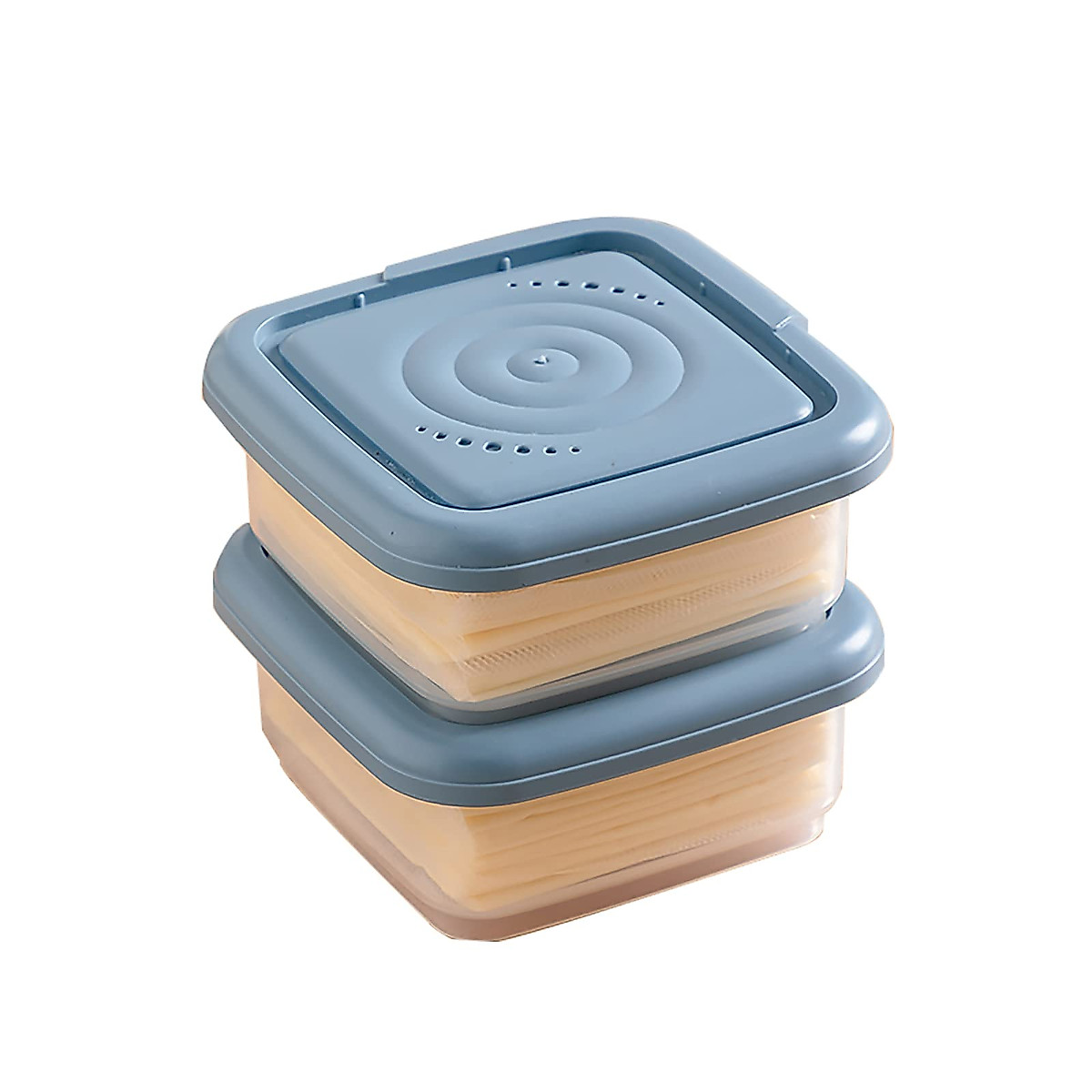 2 Pack-Plastic Cheese Storage Containers with Lids Airtight,Cheese Slice Storage, Keeps Cheese Fresh and Delicious Cheese Container for Fridge (Blue)