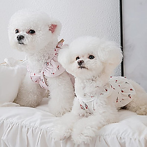 Dog Cat Rose Suspender Dress Floral Dog Skirt Elegent Dog Outfit Cat Dress for Party Wedding Birthday Puppy Apparel Summer Clothes