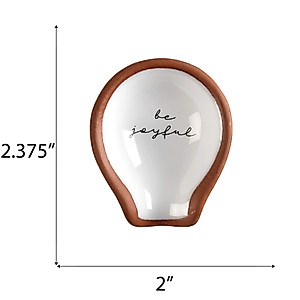 Be Joyful Glossy Brown 2 x 3 Terra Cotta Decorative Countertop Spoon Rest