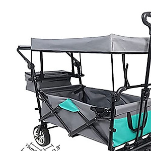 MUZIZY Utility carts All Terrain Utility Folding Wagon, Collapsible Garden Cart, Heavy Duty Beach Wagon, for Shopping, Camping and Outdoor Activities