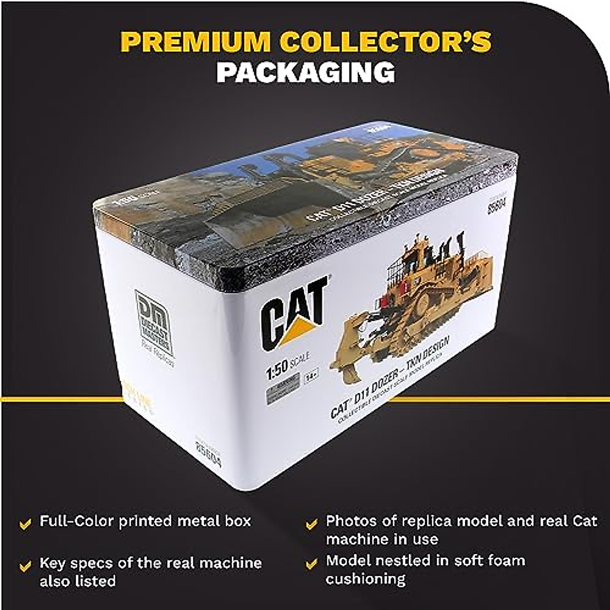 Diecast Masters 1:50 Caterpillar D11 Track-Type Tractor - TKN Design | High Line Series Cat Trucks & Construction Equipment | 1:50 Scale Model Diecast Collectible | Diecast Masters Model 85604