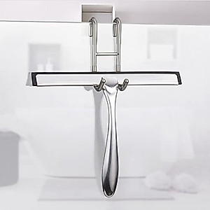 Haitis 2 Pack Over Shower Glass Door Hooks, Polished Silver, SUS 304 Stainless Steel Rack Hooks, Bathroom Frameless Drilling-Free Hanger, for Bathing Suits, Robe, Towel, Squeegee, Loofah, Shaver