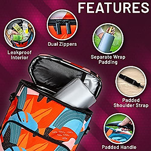 Champagne & Wine Tote Bags for 2 Wine Bottles – Insulated Wine Carrier Bag with 3 Storage Pockets, Detachable Shoulder Strap & Carry Handle – Leakproof, Waterproof Wine Cooler Bag – Sunny Side