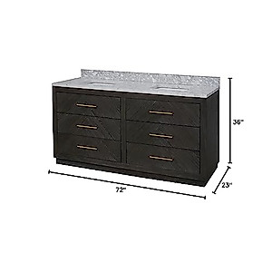 Kitchen Bath Collection Avery 72-inch Double Bathroom Vanity (Carrara/Dark Oak): Includes Dark Oak Cabinet with Stunning Carrara Marble Countertop and White Ceramic Sinks