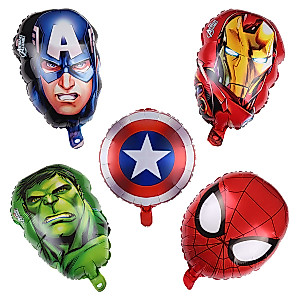 5PCS Aluminium Film Balloons for Superhero Avengers Party,for Superhero Birthday Party Supplies