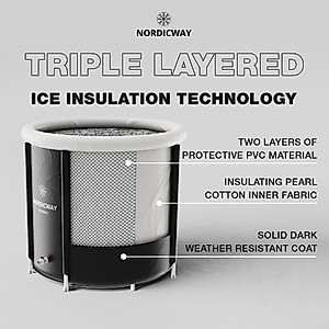 NORDICWAY – Ice Bath LARGE – Cold Plunge Tub Outdoor recovery – Triple Layered Insulation – Portable Ice Bath Tub For Athletes - Durable Cold Tub