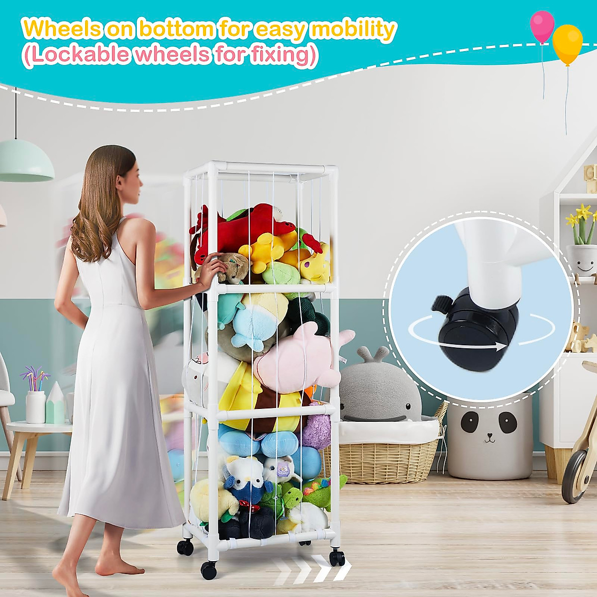 MIDOGAT Large Stuffed Animal Storage Zoo, Stuffed Animal Holder, Stuffed Animal Storage for Playroom, Bedroom, Nursery(Large)