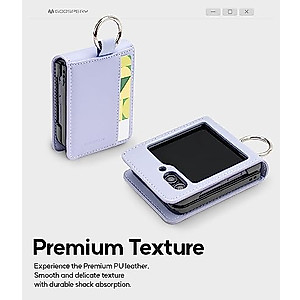 GOOSPERY Basic Diary Compatible with Samsung Galaxy Z Flip 5 Case, Card Holder, Pocket Storage, Premium PU Leather, Key Ring Wallet Cover - Lavender