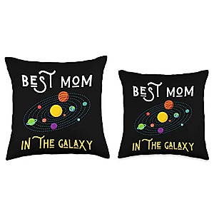 Best Mother Solar System Milky Way Galaxy Earth Ma Best Mom in The Galaxy Teacher Mother Science Ma Space Mama Throw Pillow, 16x16, Multicolor