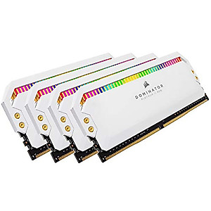Corsair Dominator Platinum RGB 32GB (4x8GB) DDR4 3200 (PC4-25600) C16 1.35V Desktop Memory - White