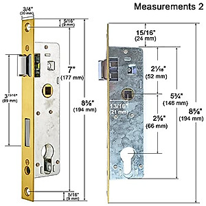 HTH HTHomeprod Solid Brass Lever Handle Set for Screen / Storm Door, Double Cylinder Mortise Lock Added Security, Fit for 1 in. Or 1.38 in. Thickness Door, Polished Brass