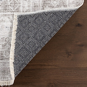 nuLOOM 8' x 10' SpinClean Machine Washable Stain-Resistant Area Rug Low Profile for Living Room, Bedroom, and Dining Room, Alexia Grey