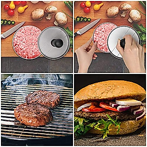 Wiwaplex Hamburger Press Patty Maker Set Non-Stick Meat Patty Presser Handle Patty Burger Maker Mold with 100 Wax Patty Paper Sheets for Home & Kitchen