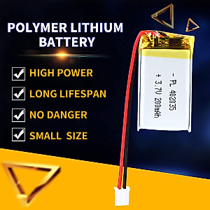 AKZYTUE 3.7V 200mAh 402035 Lipo battery Rechargeable Lithium Polymer ion Battery Pack with JST Connector