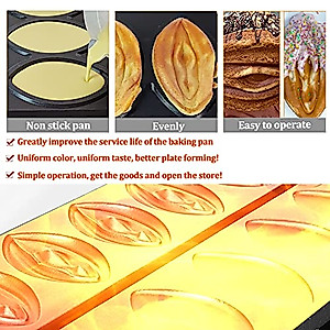 Mvckyi Commercial 10 PCS Small Size Abalone Shape Electric Waffle Maker with removable plates, Non Stick Vagina Waffle Machine Hot Dog Baker, Strange Shape Sausage Female Pussy Grill Waffle Baker for Party Snack Food