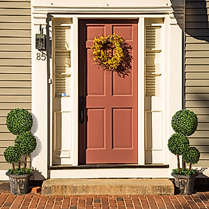 Goplus 2.5 Ft Artificial Boxwood Topiary Tree, Fake Greenery Plants Triple Ball Tree, Leaves & Cement-Filled Plastic Flower Pot Decorative Trees for Home, Office, Indoor and Outdoor Use