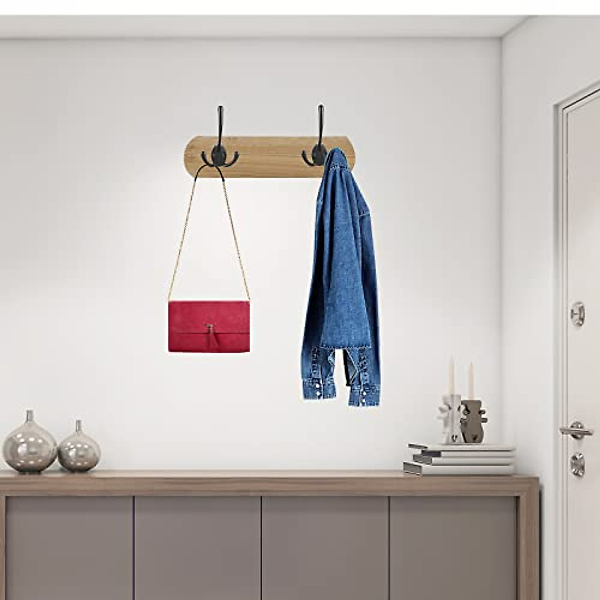 IBosins 7 Pack Big Heavy Duty Three Prongs Coat Hooks Wall Mounted with 14 Screws Retro Double Utility Rustic Hooks for Thick Coat, Big Heavy Bag