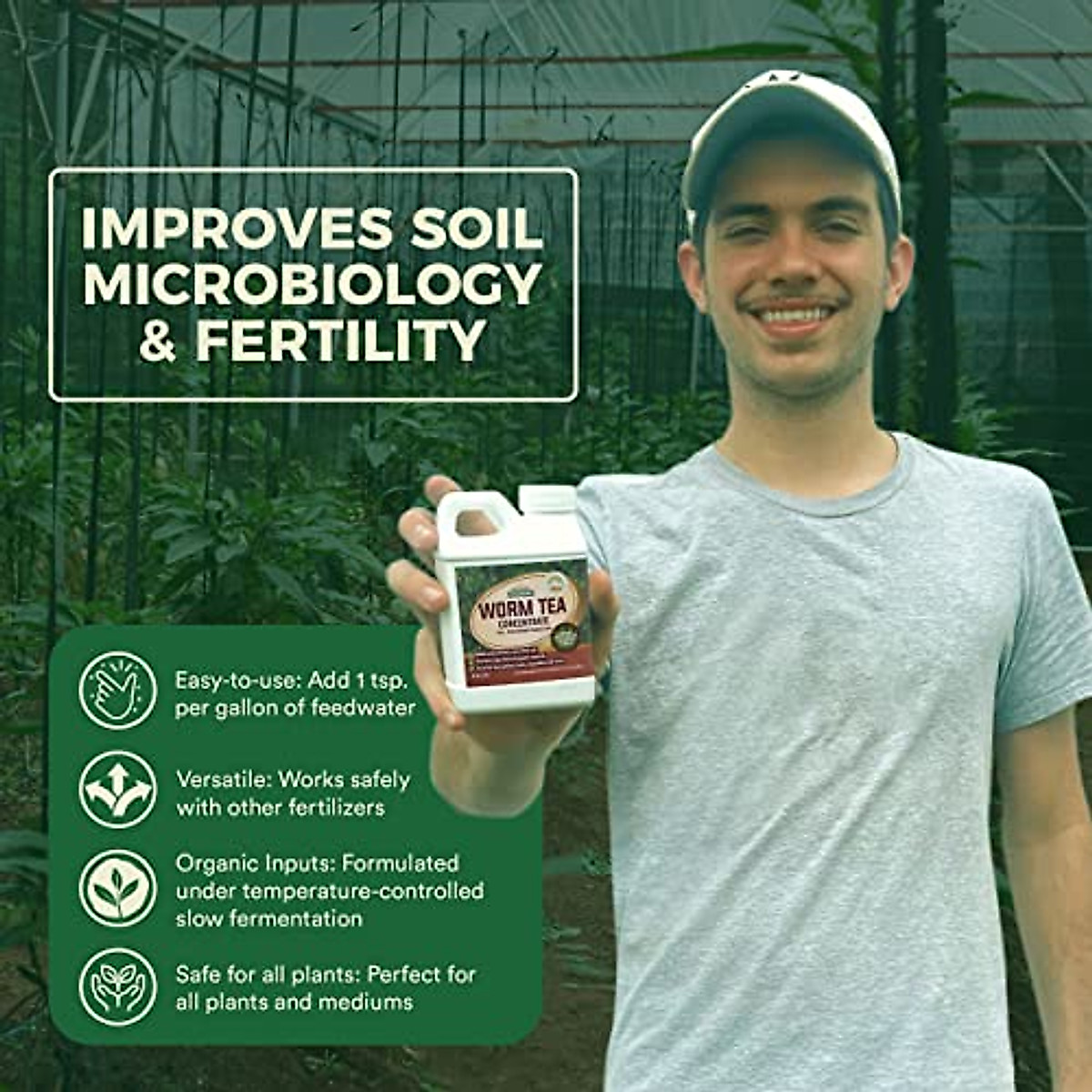 Worm Tea for Gardening Soil - Worm Tea Fertilizer Liquid - Worm Castings, Earthworm Casting Manure Fertilizer - Earthworm Tea Worm Castings - PetraTools Worm Casting Concentrate (8 Oz)