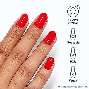 OPI xPRESS/ON Press On Nails, Up to 14 Days of Wear, Gel-Like Salon Manicure, Vegan, Sustainable Packaging, With Nail Glue, Short Red Nails, Cajun Shrimp