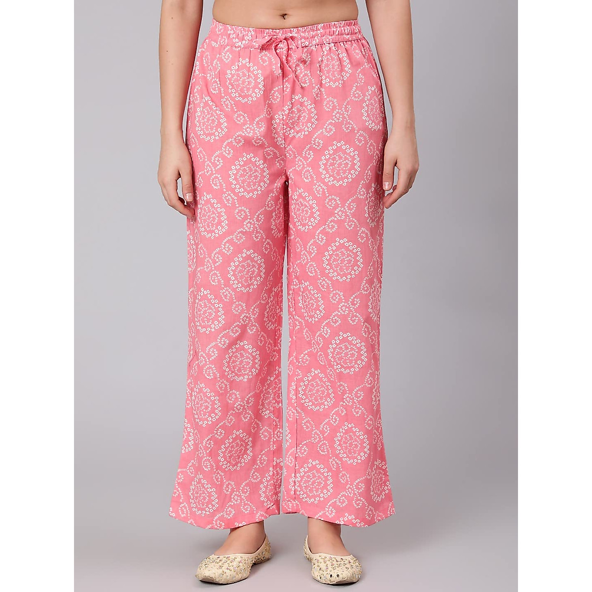 DREAMANGEL FASHION Womens Party Wear Pure Cotton Anarkali Kurta and Palazzo With Dupatta (as1, alpha, s, regular, regular, Pink, Small)