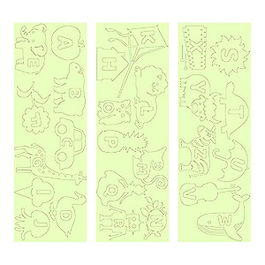 GLOPLAY ABC Playtime (62pcs/Pack), Glow in The Dark Educational Wall Stickers, The Eco-Friendly and Brightest Wall Stickers for Ceiling, Bath time, Bed Room, Party, Decor, Made in Japan