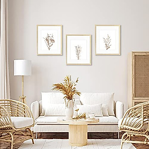 Botanical Wall Art Framed, Boho Wall Art Farmhouse Decor, Rustic Plant Wall Pictures Paintings, Modern Minimalist Boho Theme Art Prints Ready To Hang for Living Room Bedroom Bathroom Kitchen Boho Room Decor (11x14Inch,Framed Wall Art)