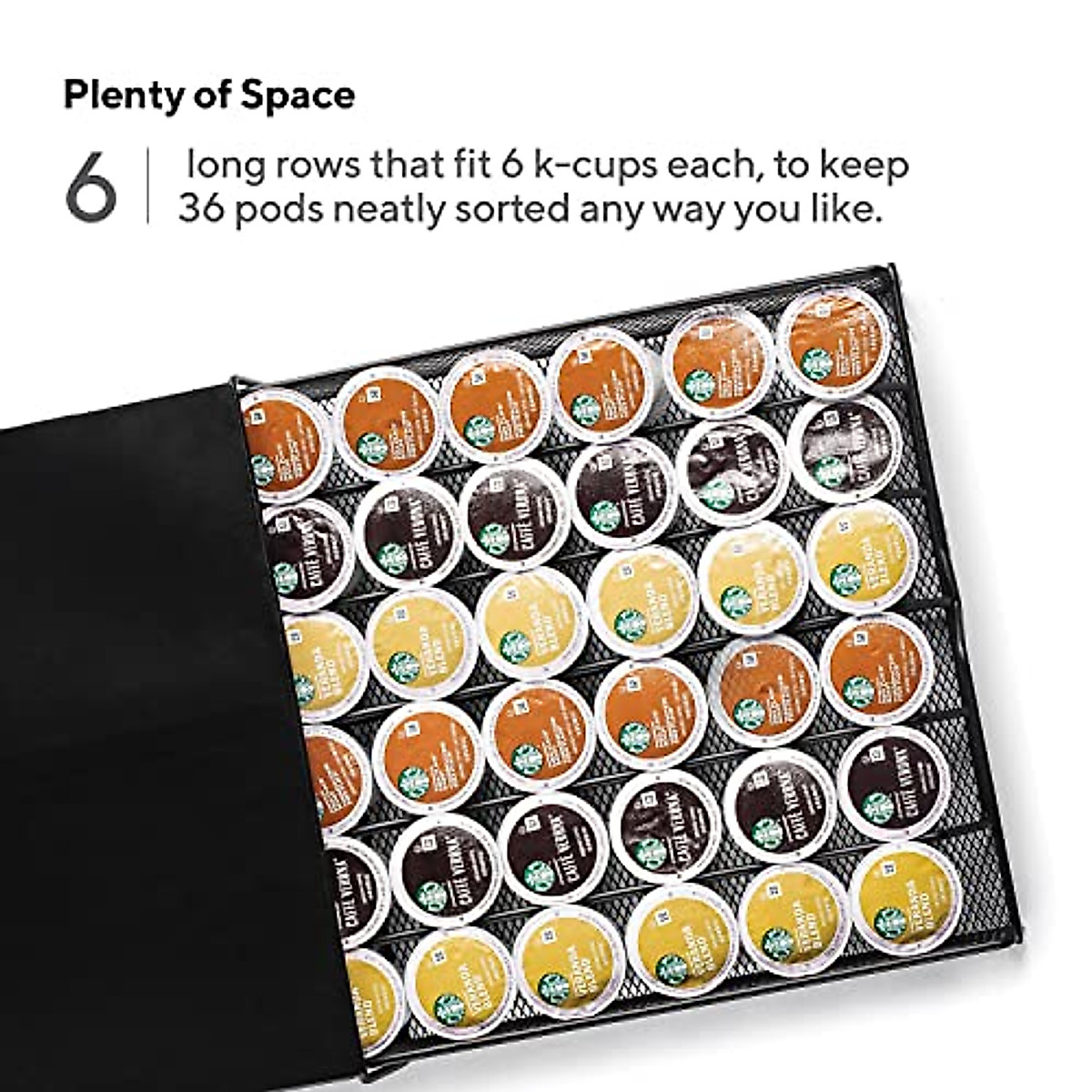 K-cup Coffee Pod Holder for Counter, Coffee Station for Keurig Pods - Coffee Bar Accessories - Caddy Dispenser with Sliding Drawer for Kitchen Organizer - Holds 36 Cups | The Mesh Collection, Black