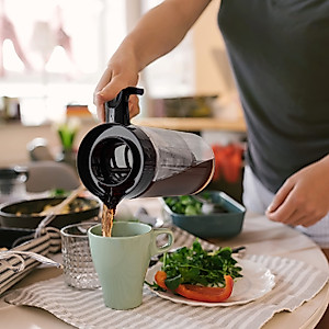 Mixpresso Cold Brew Maker For Iced Coffee and Iced Tea, Cold Coffee Maker Glass Pitcher, Tea Infuser For Loose Leaf Tea, 44oz Large Ice Tea Brewer with Easy to Clean Reusable Mesh Filter.