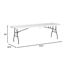 XXkseh 8FT Plastic Folding Table, Heavy Duty Utility Table, Indoor/Outdoor Use, Fold in Half, White