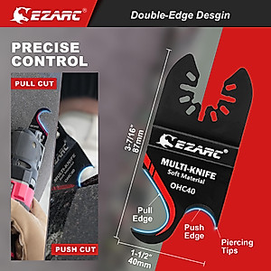 EZARC Oscillating Multi tool Hook Knife Blade, 3PCS Multitool Saw Blades for Cutting Soft Materials Roofing Shingles, PVC Carpet and Cardboard