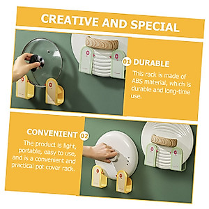 Cabilock 3 Pairs Nailless Pot Lid Holder Wall Pot Lid Organizer Cabinet Pans Organizer Rack Dish Drying Rack Pan Lid Shelves Brackets Cutting Board Organizer Abs Chopping Board Cover Frame