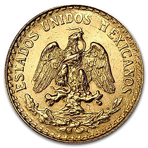 1919-1948 (Random Year) Mexican 1/5 Hidalgo Gold 2 Pesos Coin Brilliant Uncirculated with Certificate of Authenticity - Moneda de Oro Puro 2 MX BU