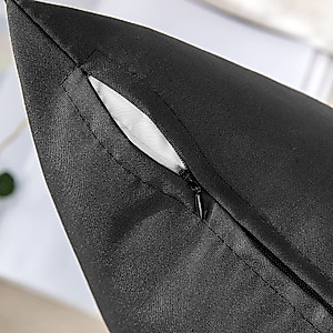 EMEMA Outdoor Waterproof Throw Pillow Covers Water Resistant Garden Chair Decorative Solid Cushion Case for Garden Couch Pet Sofa Home Decoration 20x20 Inches 50x50 cm Black, Pack of 2