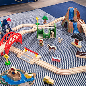 KidKraft Wooden Rural Farm Train Set with 75 Pieces, Children's Toy Vehicle Playset, Gift for Ages 3+