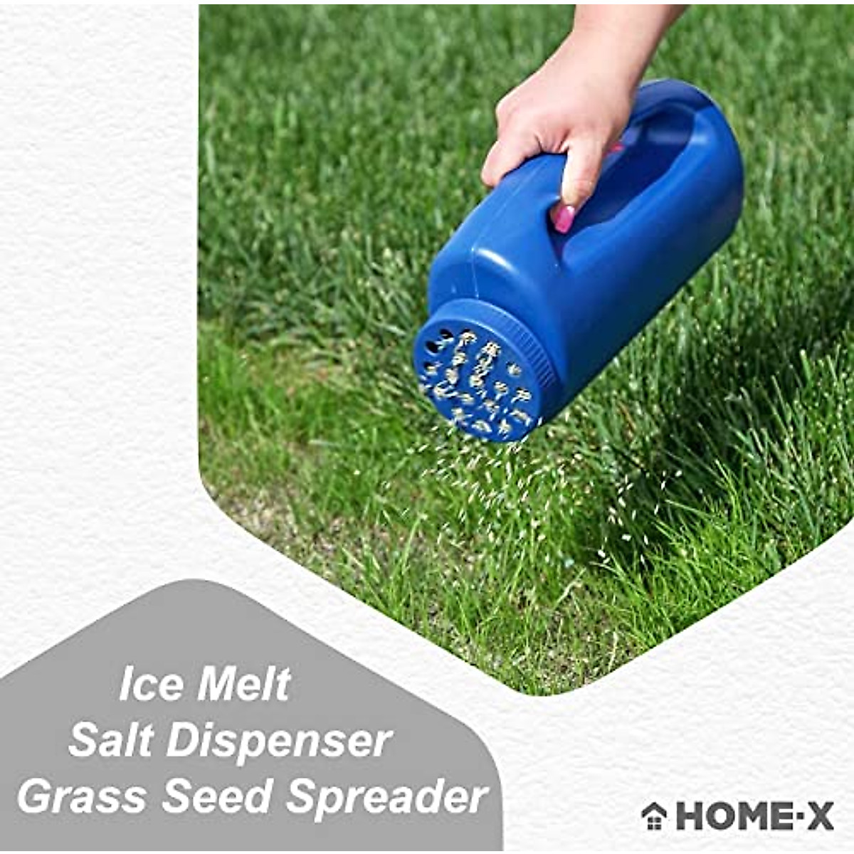 Home-X Ice Melt Salt Dispenser, Grass Seed Spreader, Plastic Garden Container